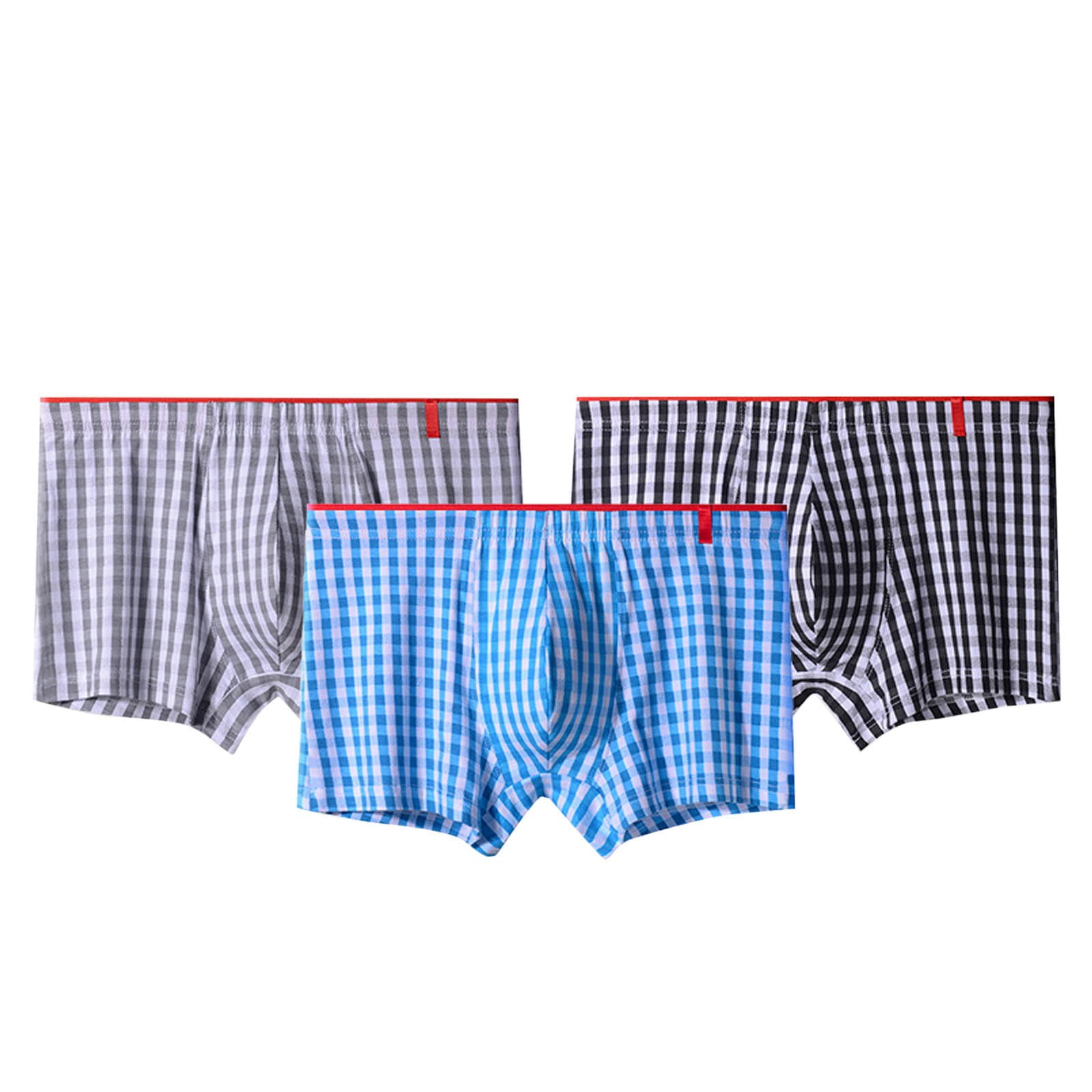 Plebaso Men's Plaid Boxer Briefs Breathable Cotton Underwear for Men ...