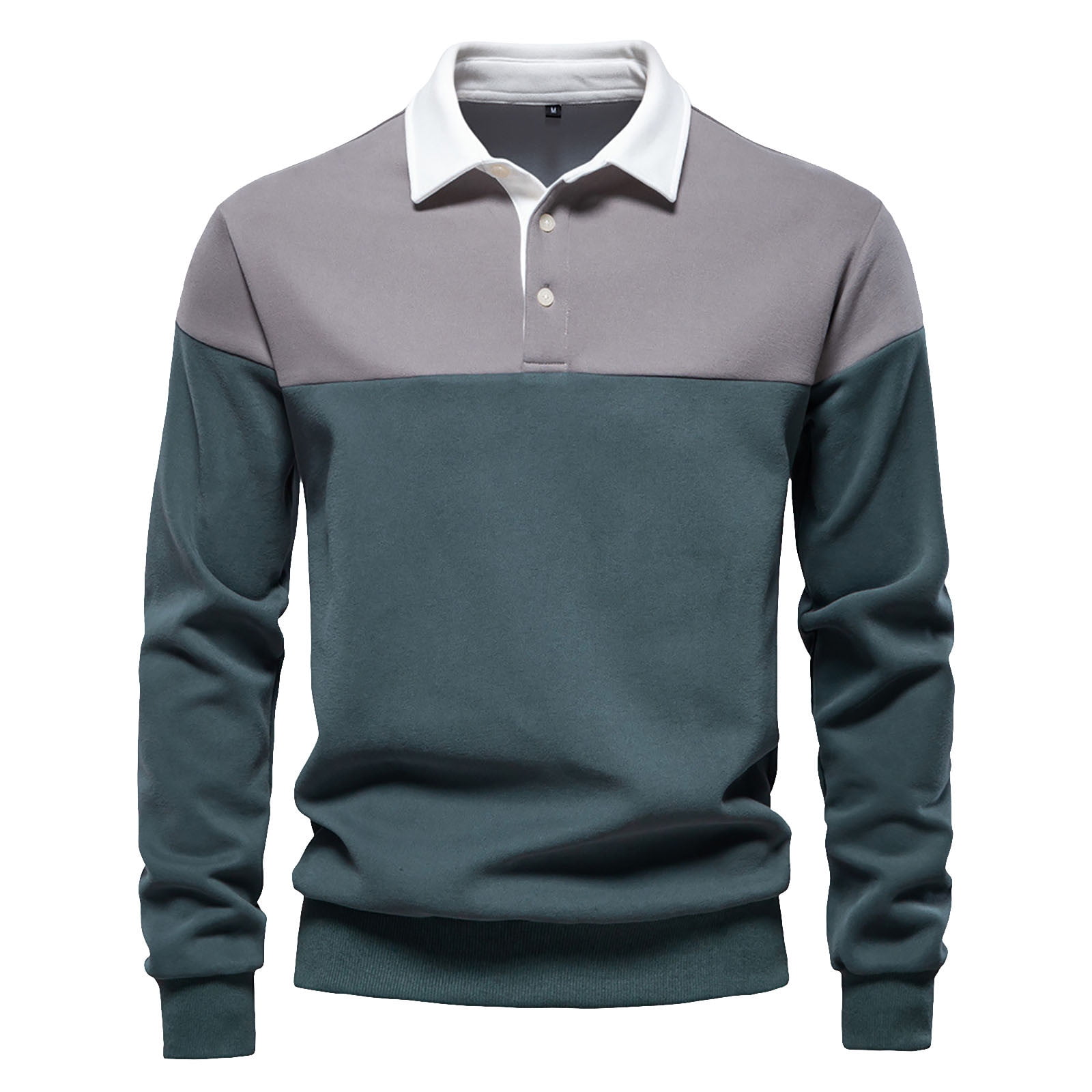 Plebaso Mens Color Block Golf Shirts Long Sleeve Patchwork Pullover ...