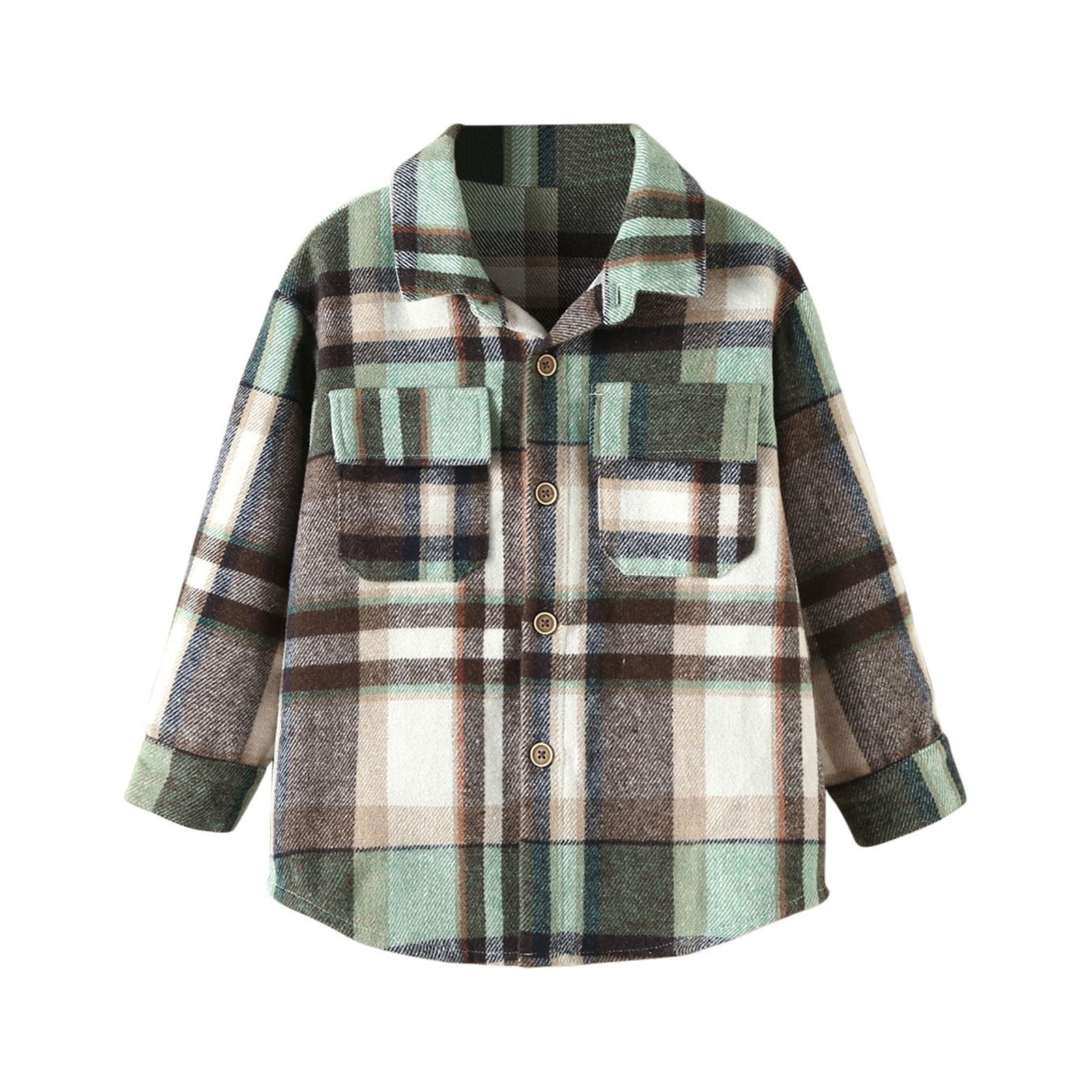 Plebaso Toddler Baby Boys Girls Fall Tops Flannel Shirt Jacket Plaid ...