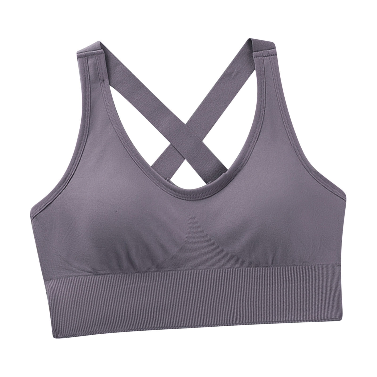 Plebaso Women's Sports Bra Cross Back Workout Bra with Removable Pads ...