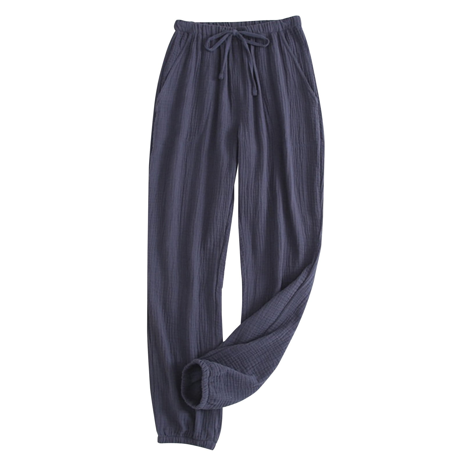 Plebaso Womens Pajama Pants Fall Winter Elastic Waist Solid Color Home ...