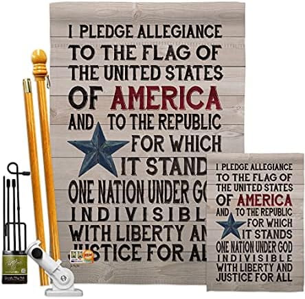 Pledge of Allegiance Garden House Flags Kit Americana and Stripes ...
