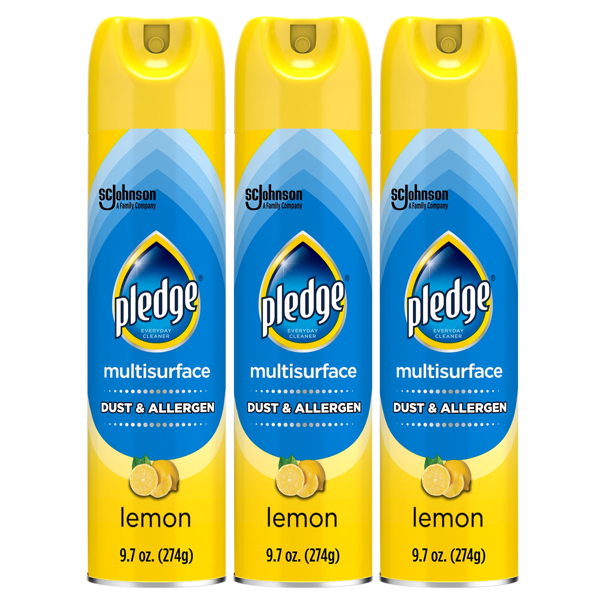 Pledge Dust Allergen Multisurface Cleaner Spray Lemon Scent 9.7 oz 3 ...