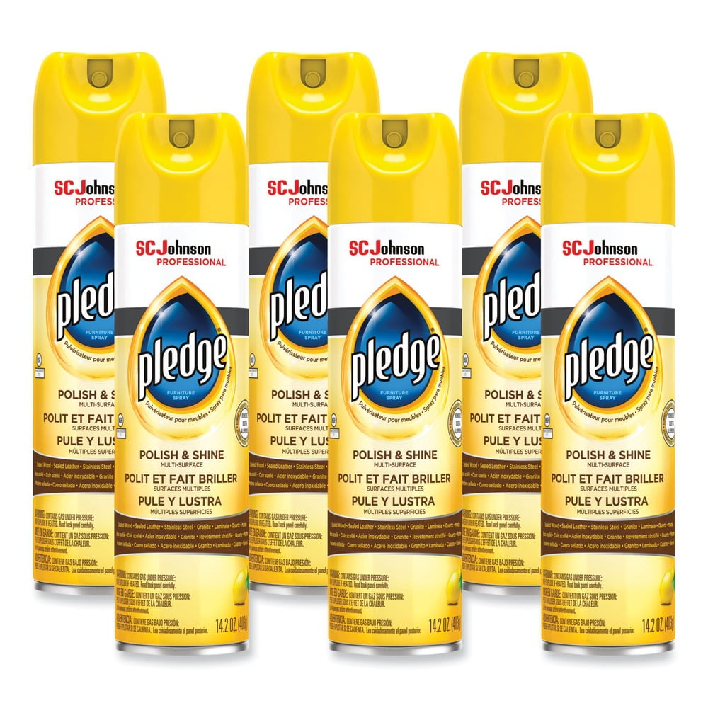 Pledge Furniture Polish, Lemon, 14.2 oz, Aerosol, 6/Carton (301168 ...