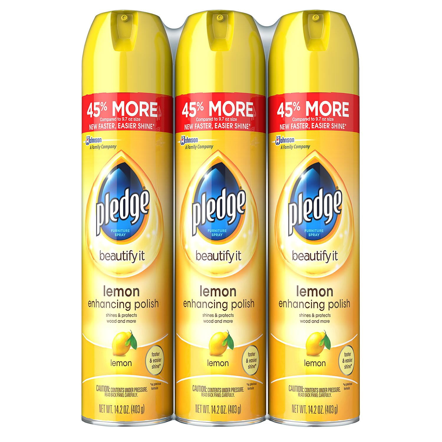Pledge Lemon Clean Furniture Polish, 3 pk./14.2 oz. - Original Multi ...