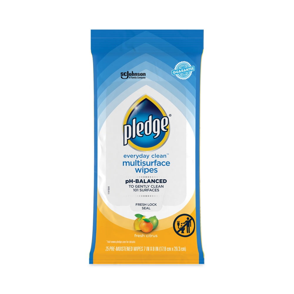 Pledge 319249 7 in. x 10 in. Multi-Surface Cleaner Wipes - Fresh Citrus ...
