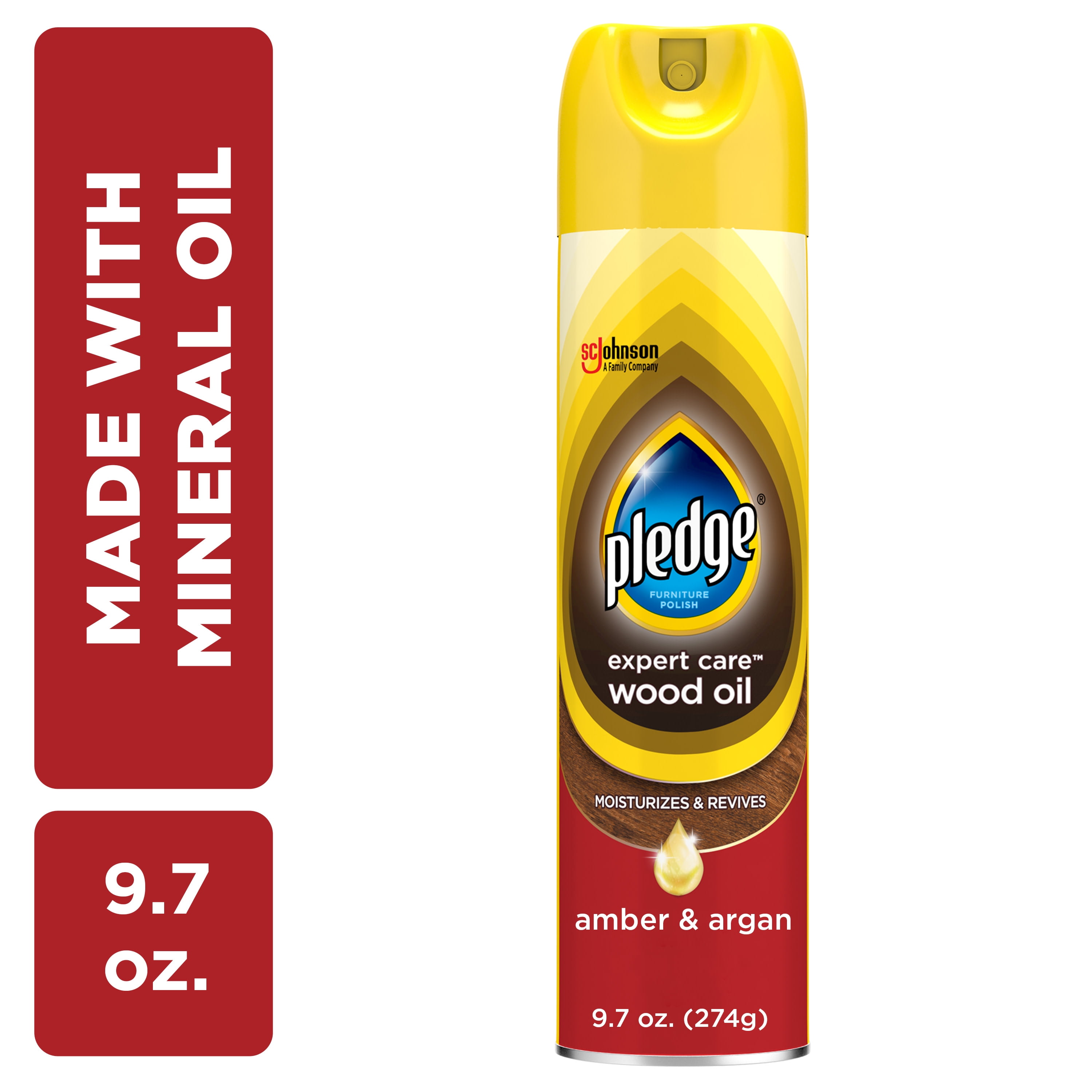 Pledge Spray Furniture Polish, Amber and Argan Scent, 9.7 Ounce ...