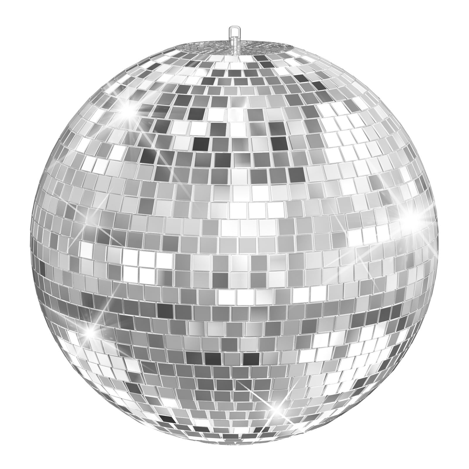 Plenkra 12-Inch Disco Mirror Ball, Silver Disco Ball with Hanging Ring ...