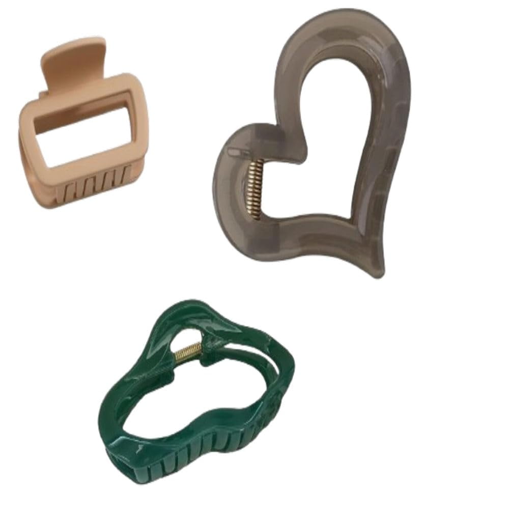 Plenteous Hollow Out Hair Claw Clips for Women Girls Set of 3 Heart ...