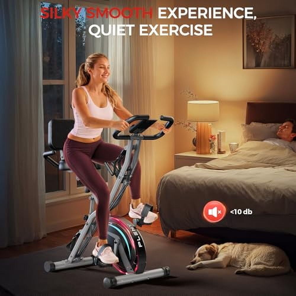 Pleny Folding Exercise Bike, 5 IN 1 Stationary Bike 5.5 LBS Flywheel ...