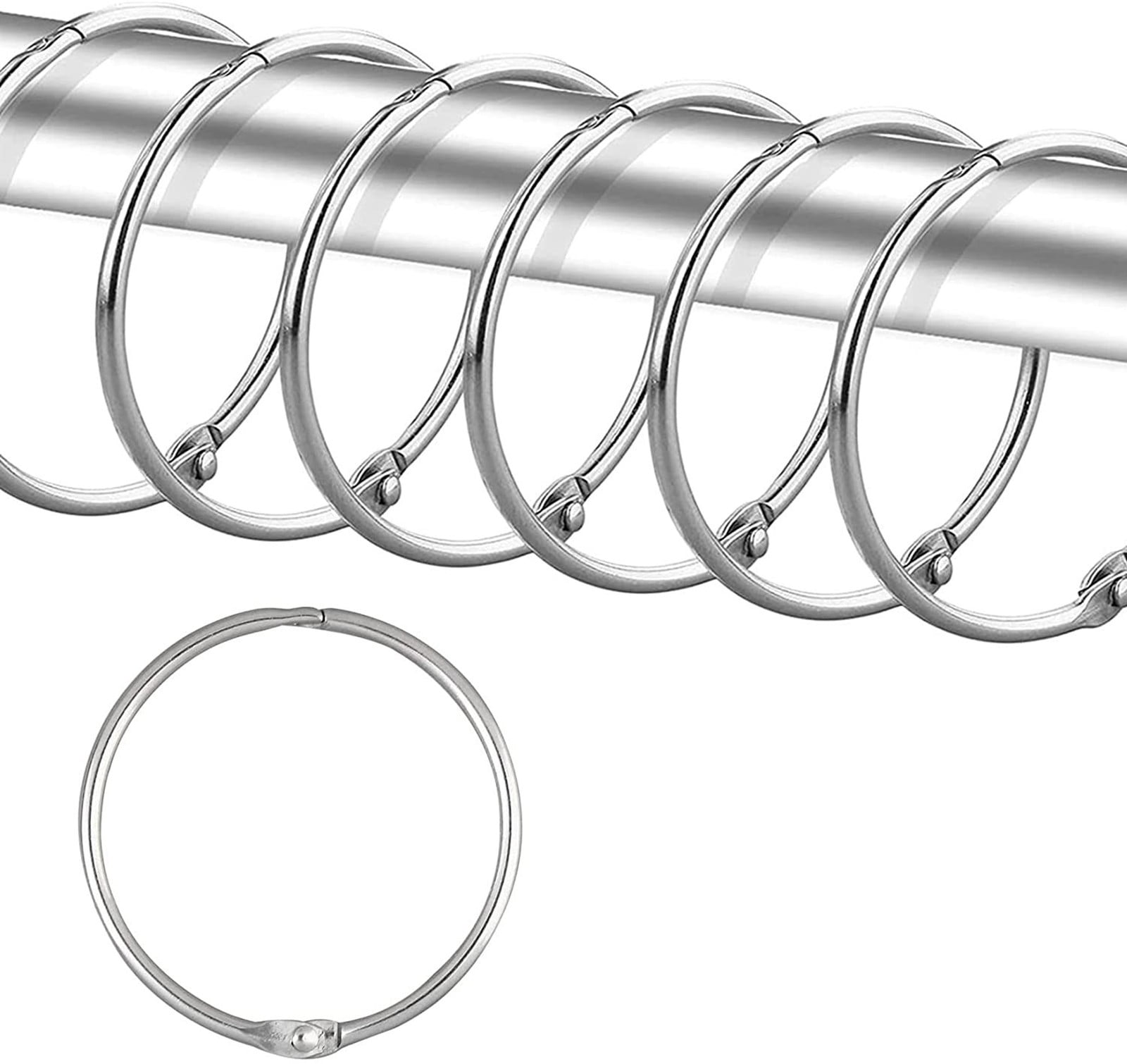 Plertrvy 24Pcs Shower Curtain Rings Rustproof Decorative Shower Curtain ...