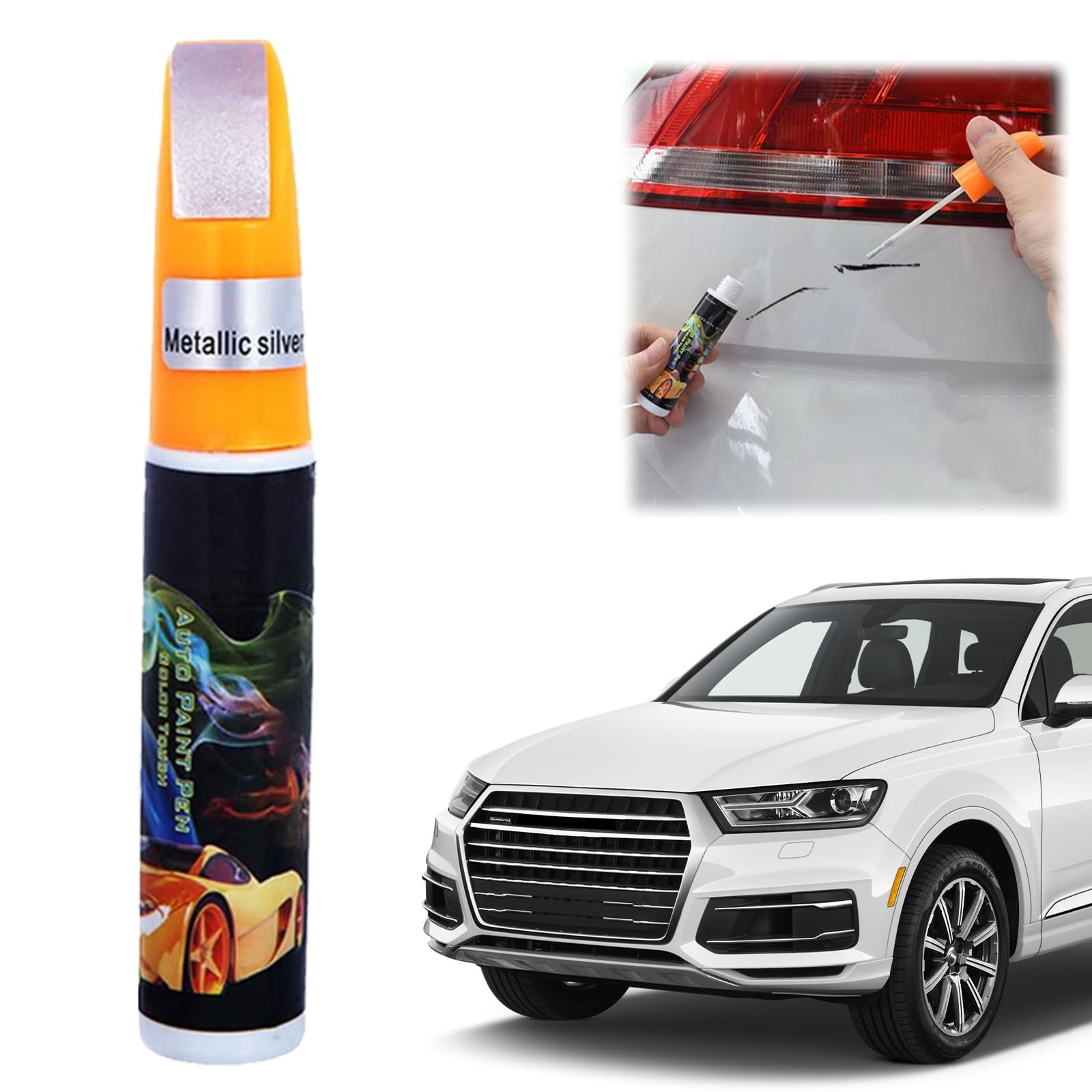 Plertrvy 4.7X0.8X0.8In Car Scratch Remover Pen 12ml Silver-Silver ...