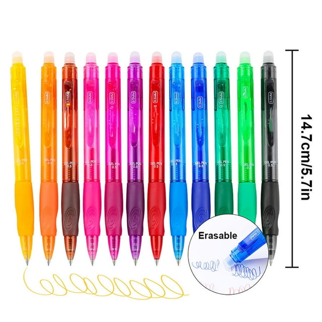 Plertrvy Clearance Color Erasable Gel Pen Black, 12 Colors Retractable ...