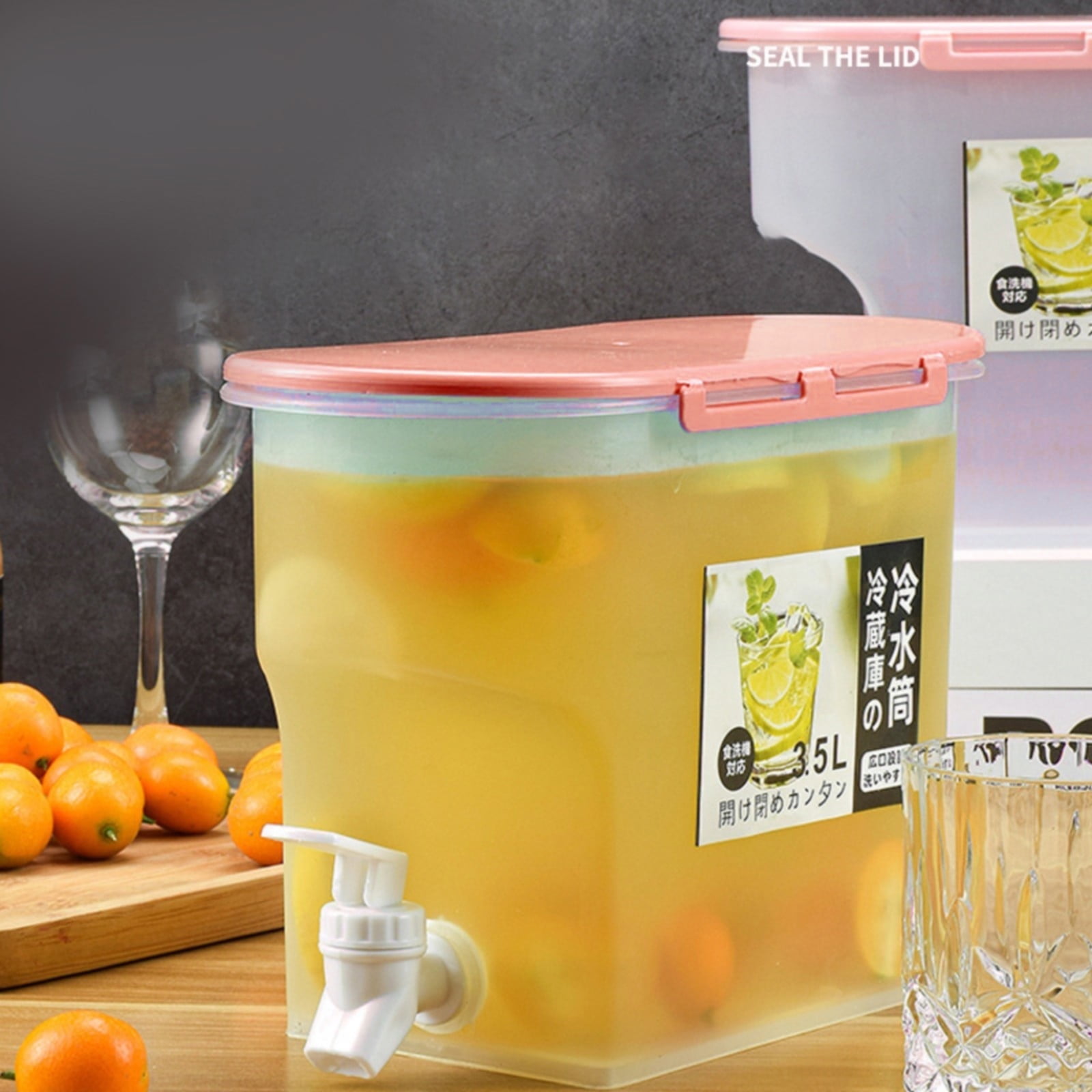 Plertrvy Storage Container Lemon fruit tea cold water kettle, 3.5L ...