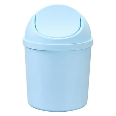 Walbest Small Office Round Waste Basket with Swing Lid, Mini PP Plastic ...