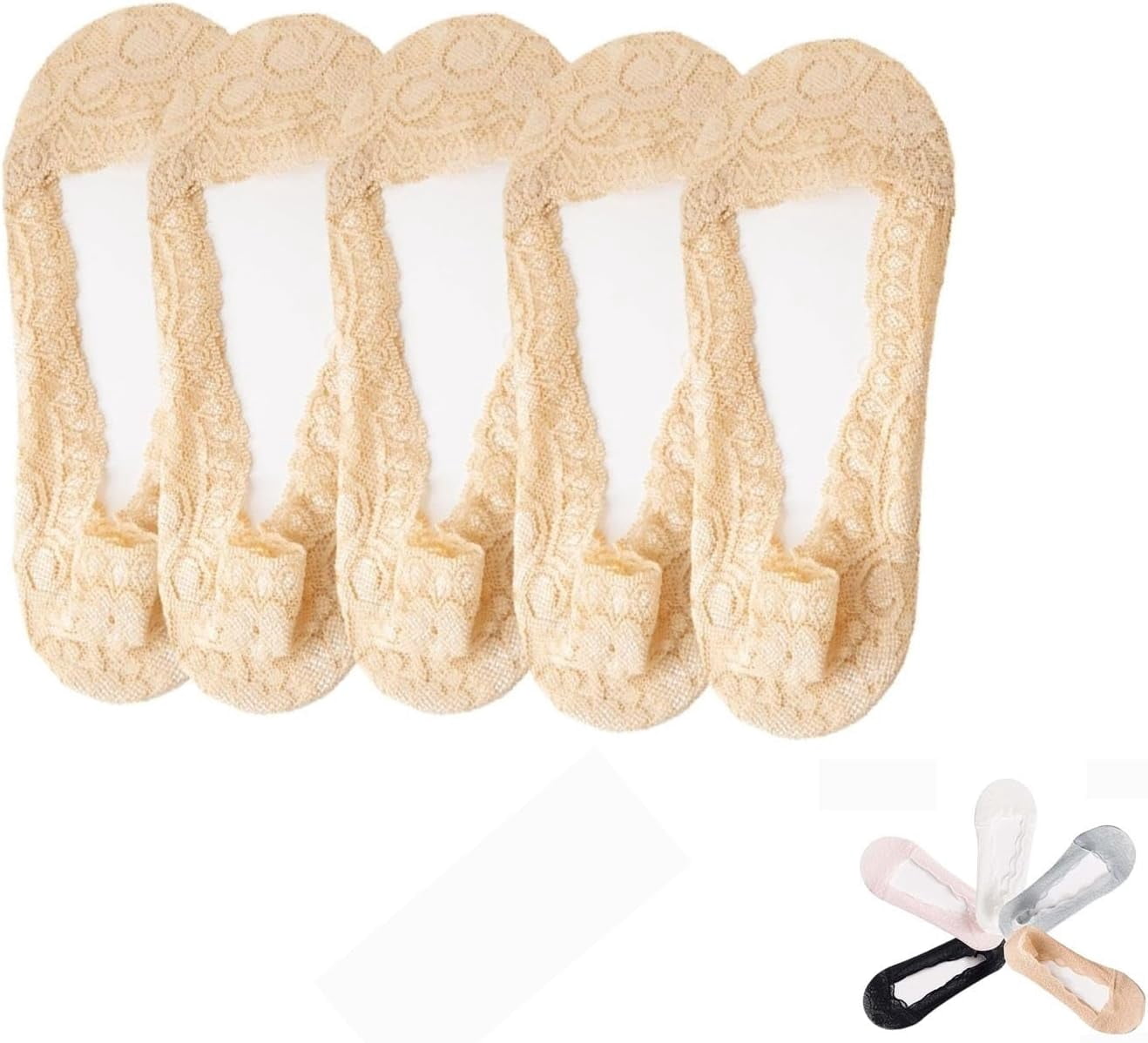 Pleteffect Socks, Lace No Show Liner Sock,5 Pairs Casual Lace Low Cut ...