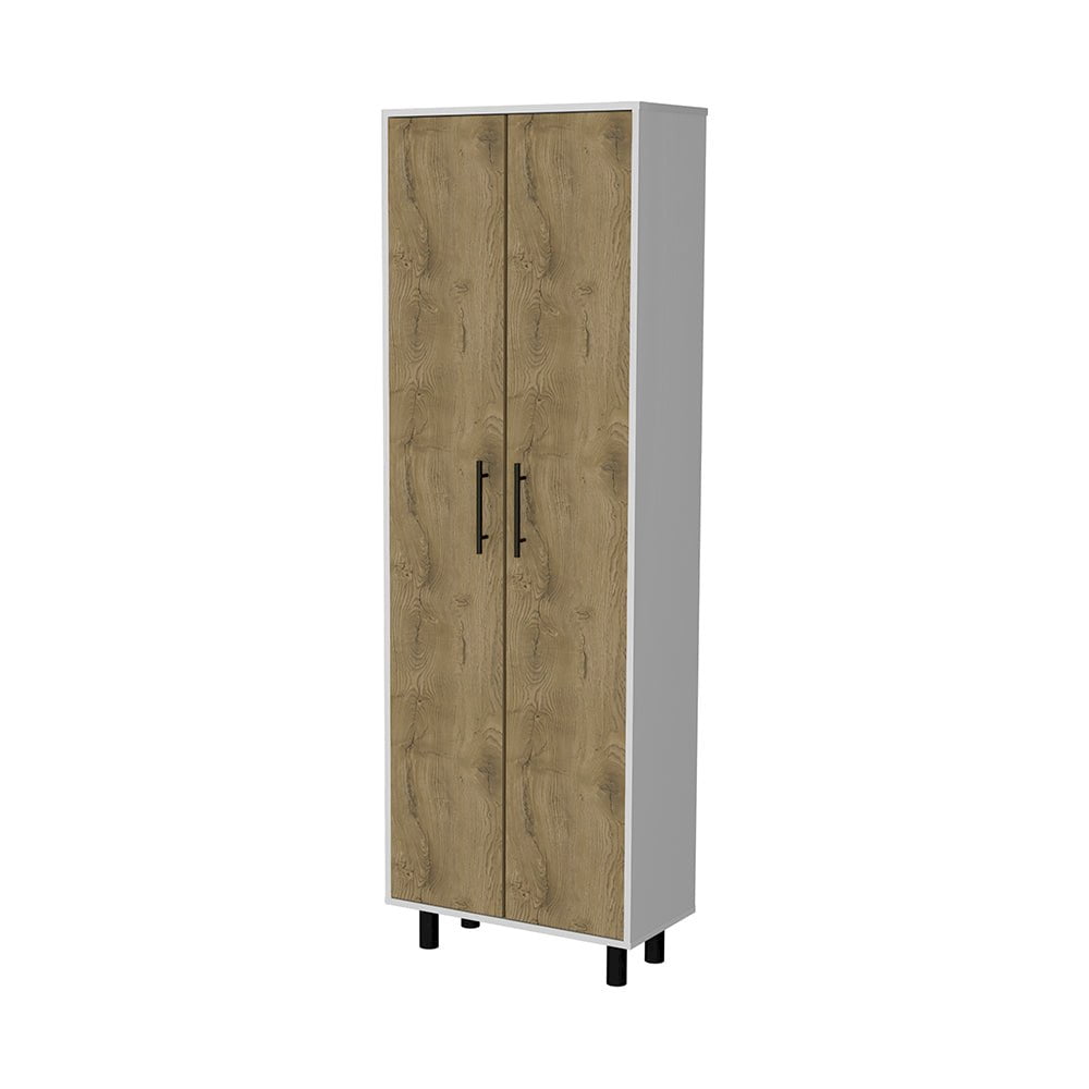 Plethoria Home 2-Door 5-Shelf Kitchen Pantry White and Macadamia ...