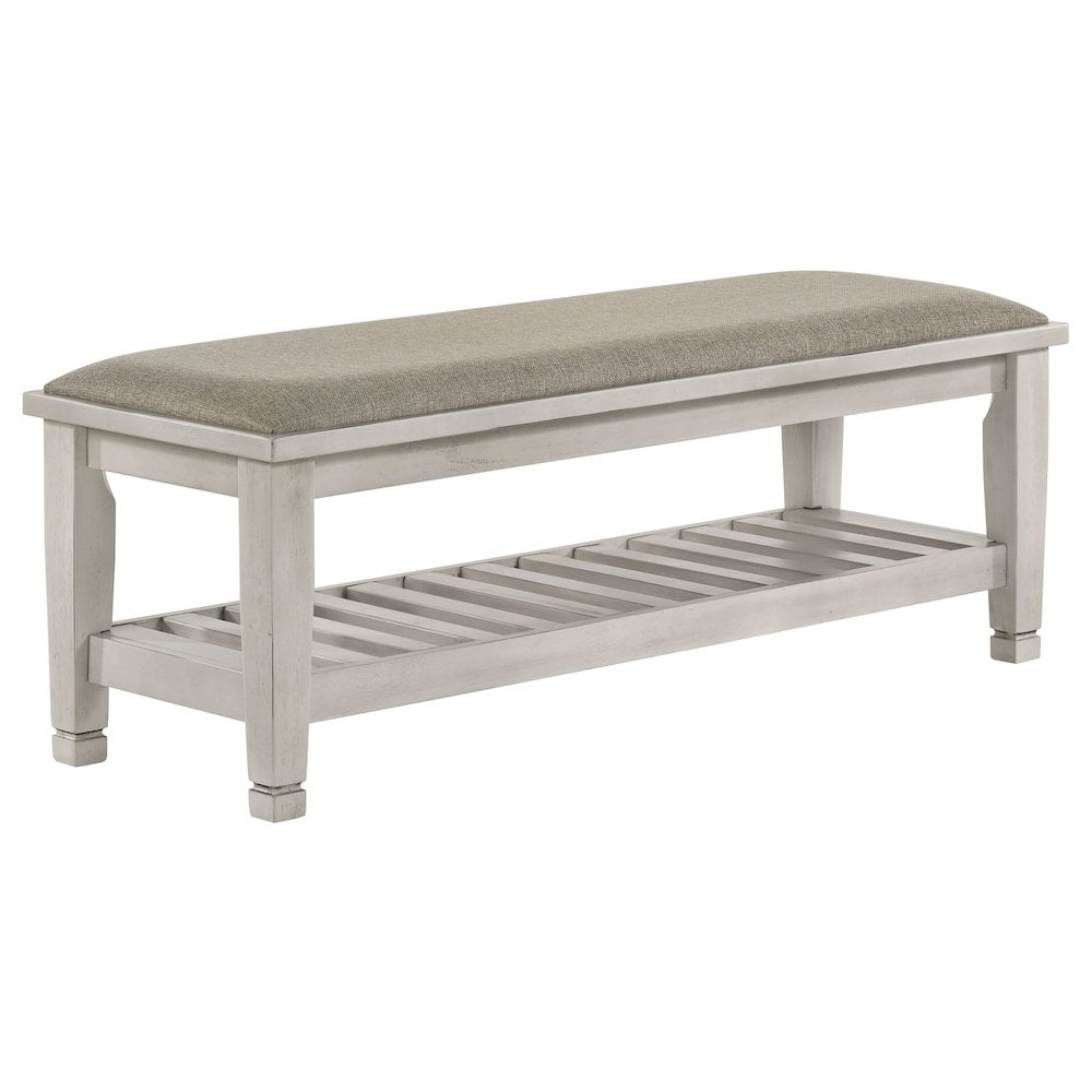Plethoria Home Antique White Upholstered Bench - Walmart.com