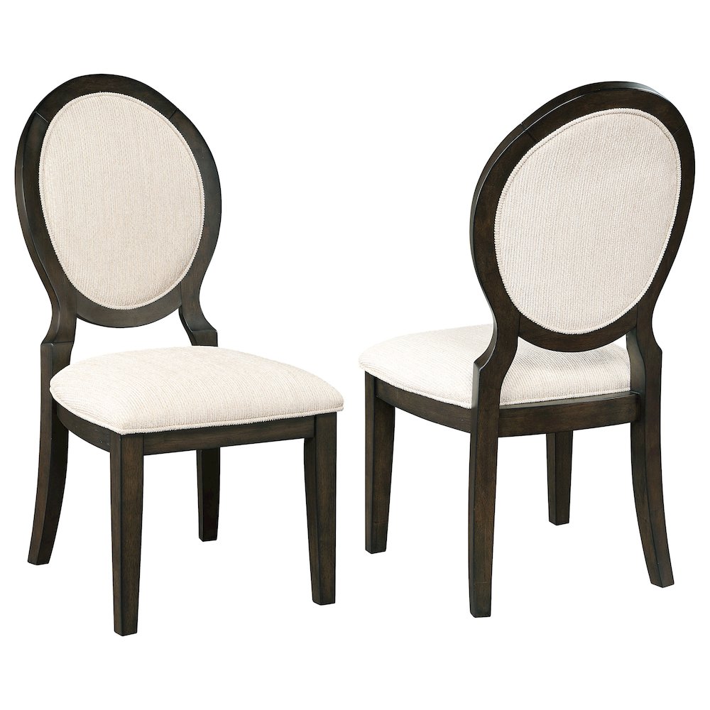 Plethoria Home Dark Cocoa and Cream Upholstered Side Chairs (Set of 2 ...