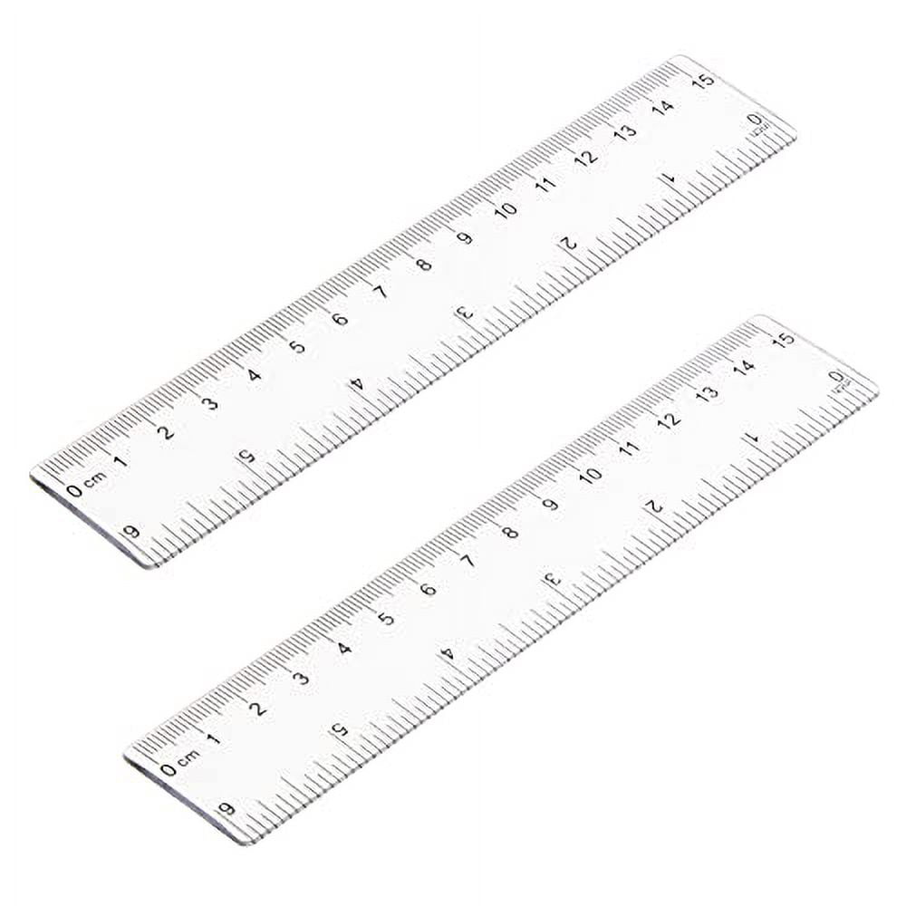 Pletpet 2 Pack 6 inch Clear Plastic Ruler Straight Shatterproof Rulers ...