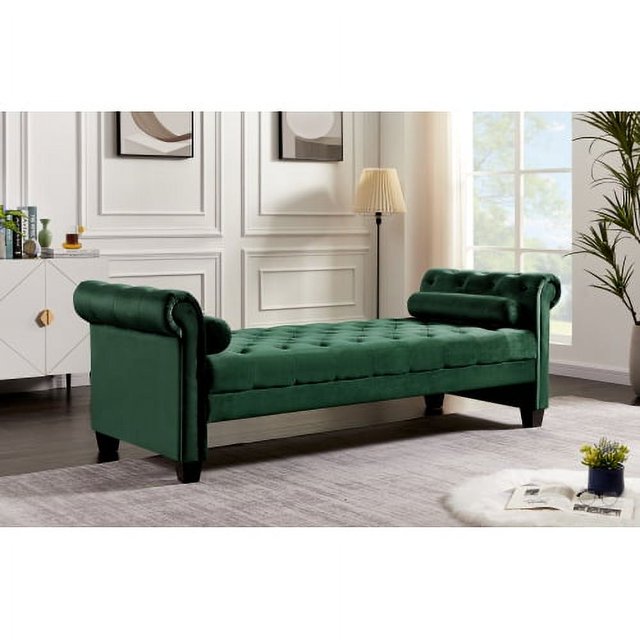 Pleuche Rectangular Large Sofa Stool, 82" End of Bed Bench with 2 ...