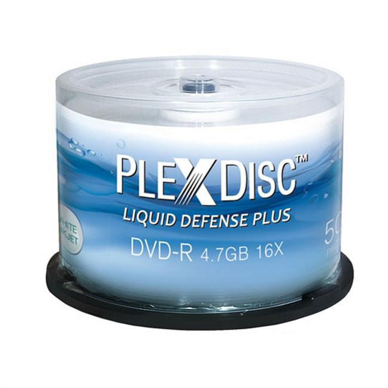 PlexDisc 632-C14 16x 4.7 GB Liquid Defense Plus White Inkjet Hub Printable DVD-R, Pack of 50 ...