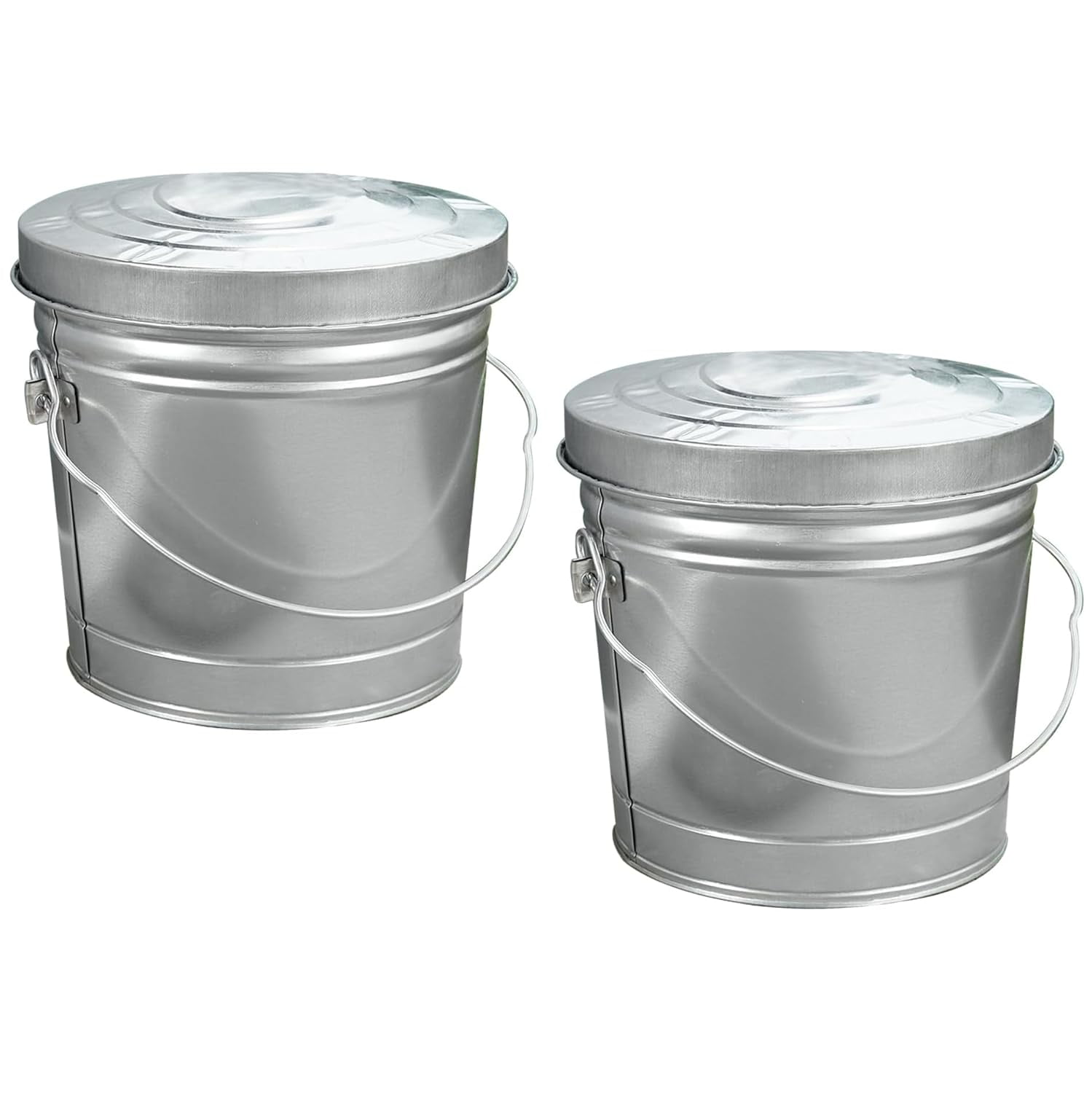 Plexon 2 Pack 6-Gallon Galvanized Steel Trash Can with Locking Lid - Walmart.com