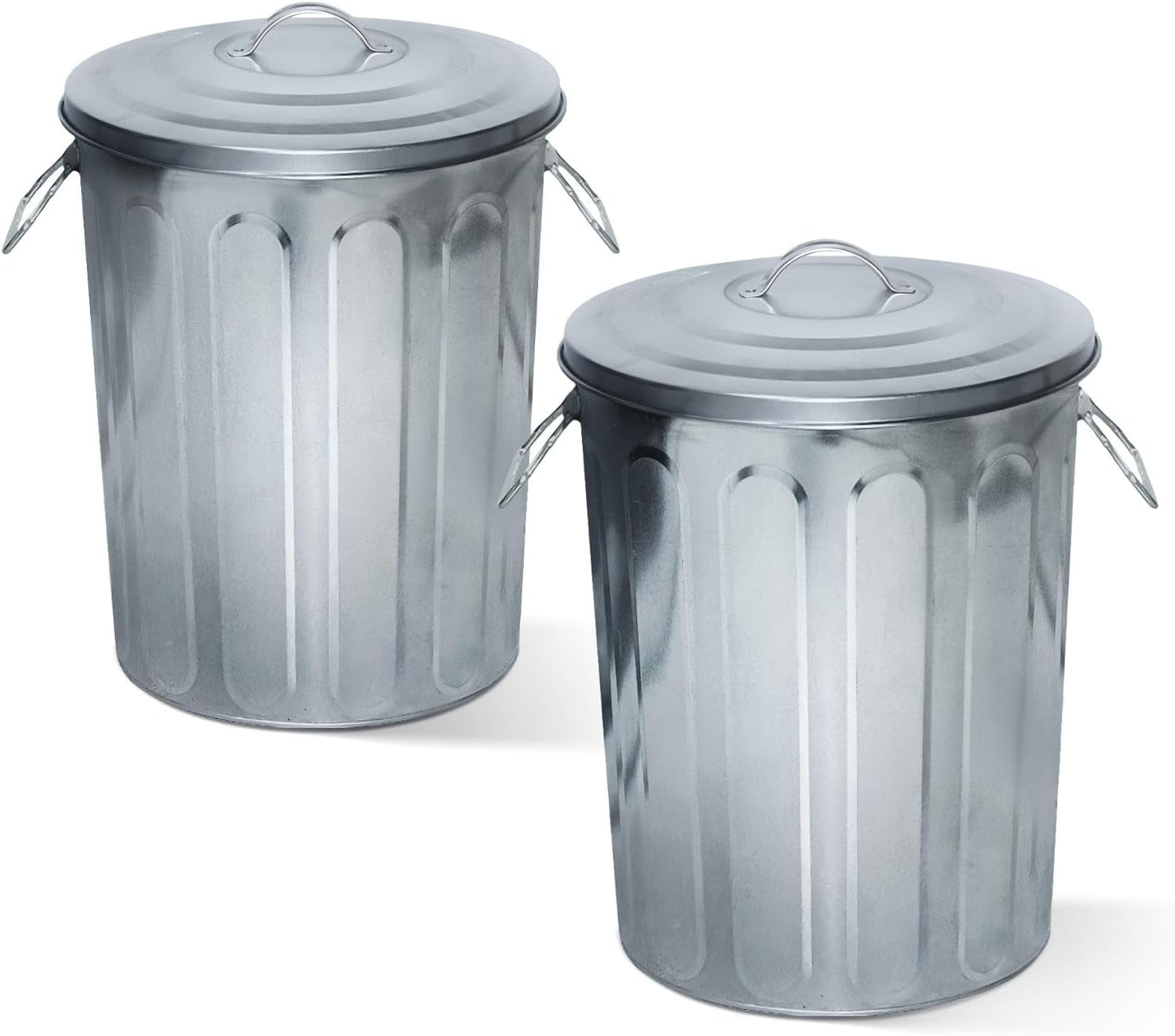 Plexon 5 Gallon Small Metal Trash Can with Lid Outdoor Galvanized ...