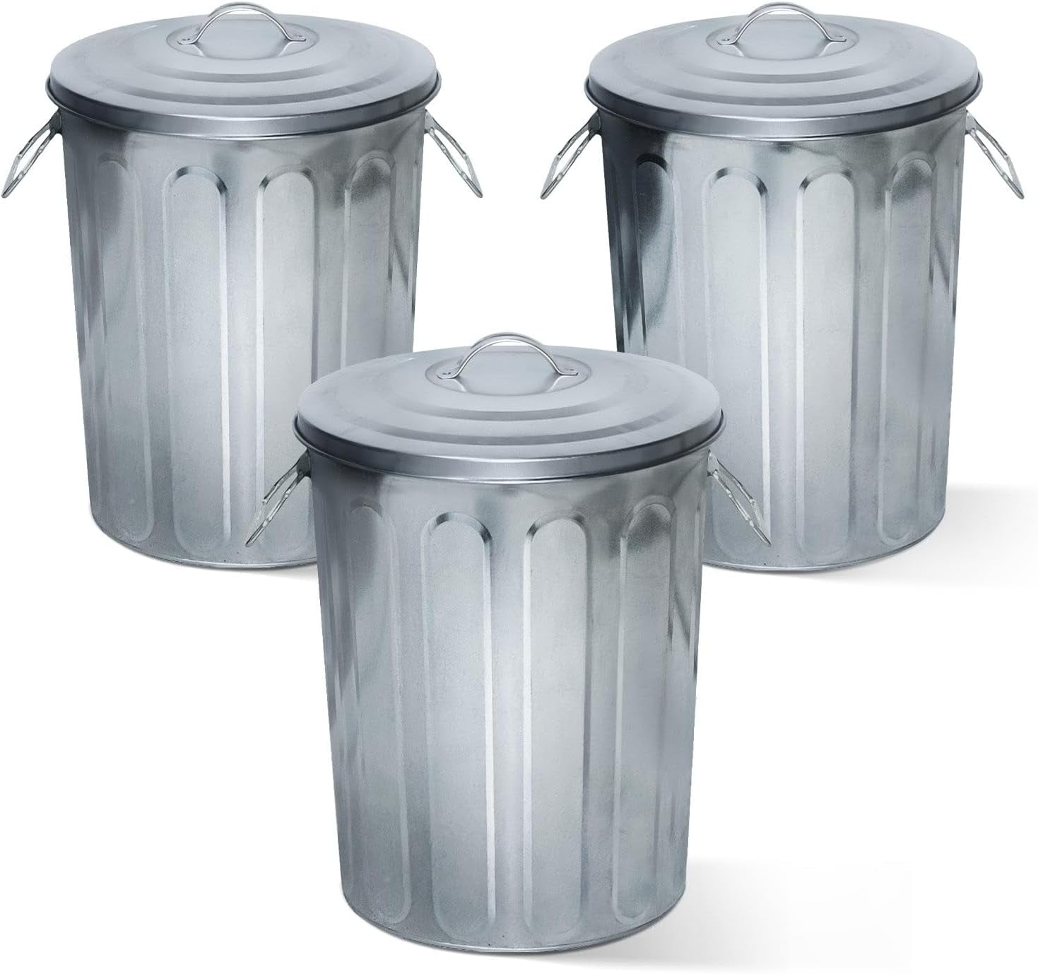 Plexon 5 Gallon Small Metal Trash Can with Lid Outdoor Galvanized Bucket with Lid 5 Gal ...