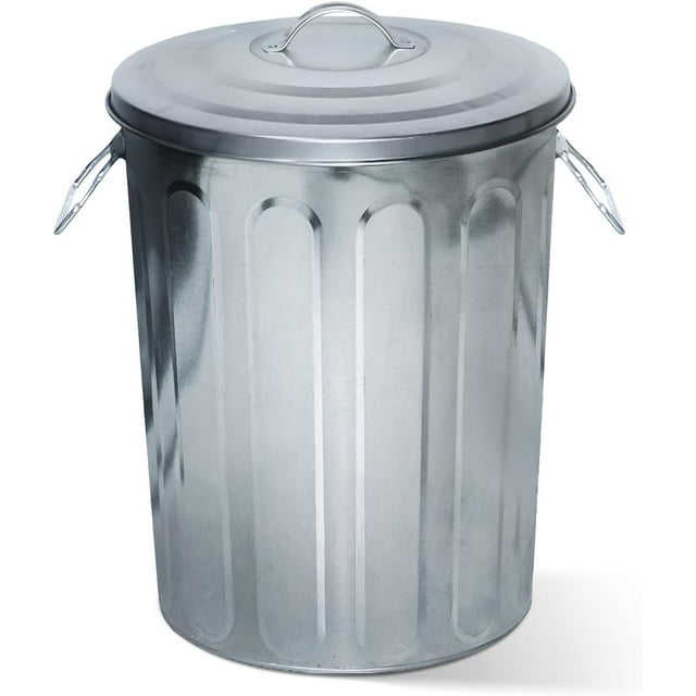 Plexon 5 Gallon Small Metal Trash Can with Lid Outdoor Galvanized Bucket with Lid 5 Gal ...