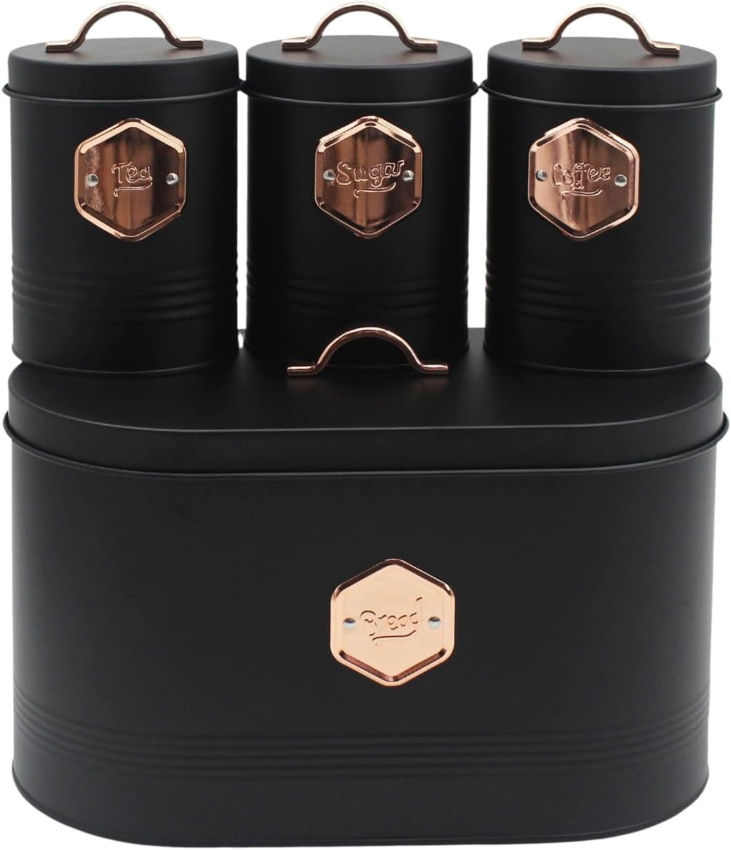 Plexon Bread Box for Kitchen Countertop with 3 Coffee, Tea, Sugar ...