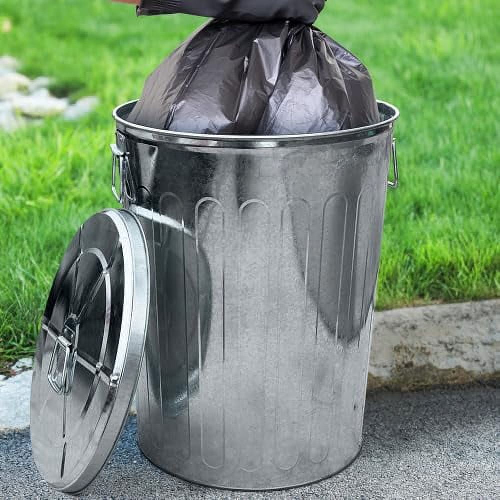 Plexon Outdoor Metal Trash Can with Lid, Galvanized Steel Outside ...