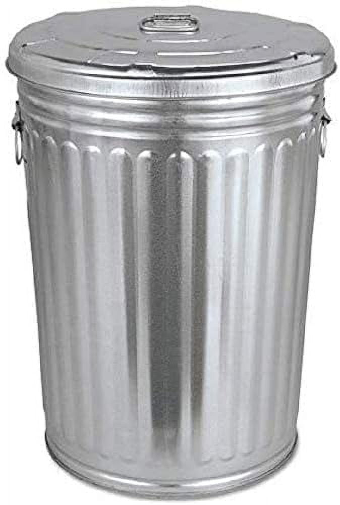 Plexon Pre-Galvanized Trash Can with Lid Round, Steel, 20gal, Grey ...