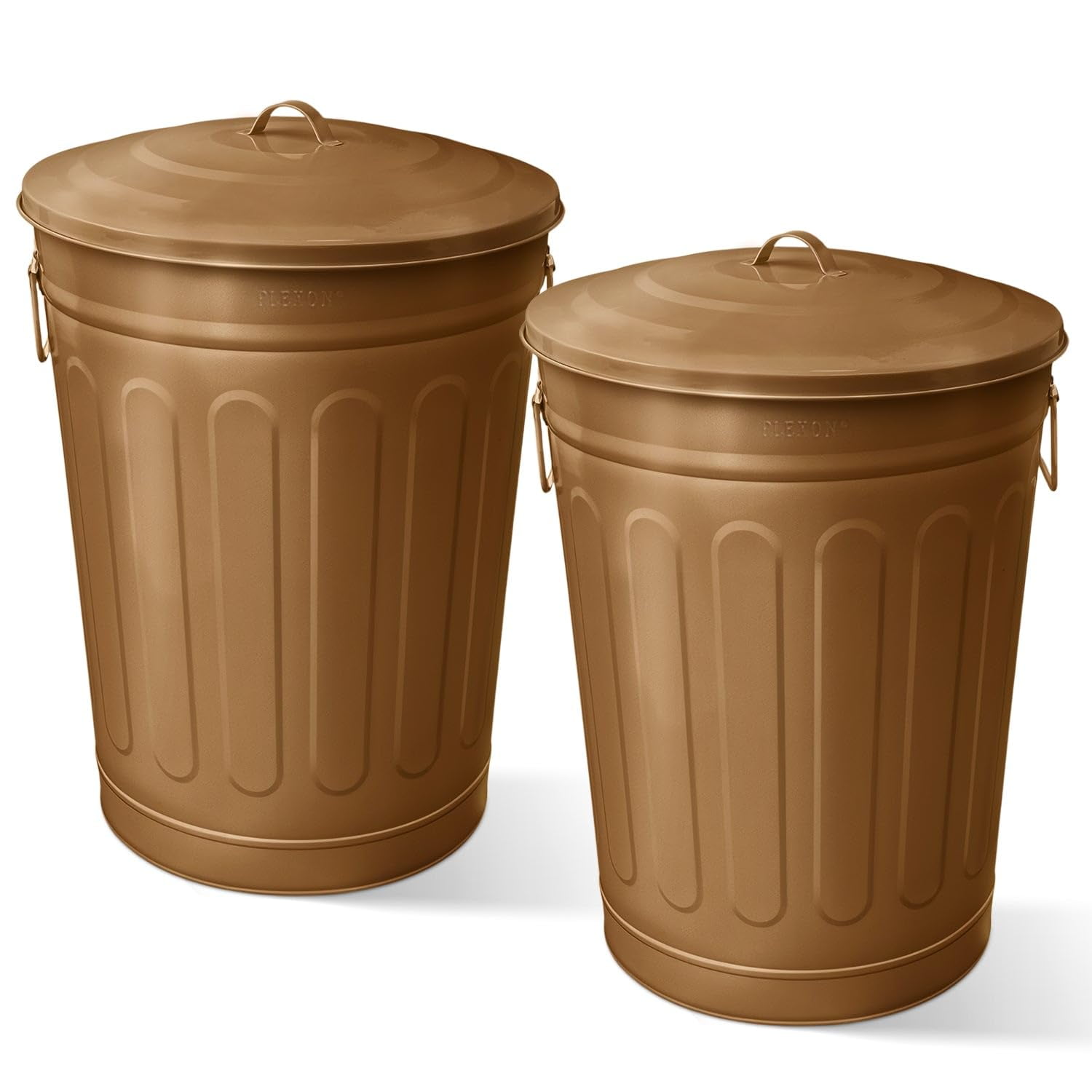 Plexon Round Trash Can 13 Gallon, Vintage Metal Outdoor Trash Can with ...