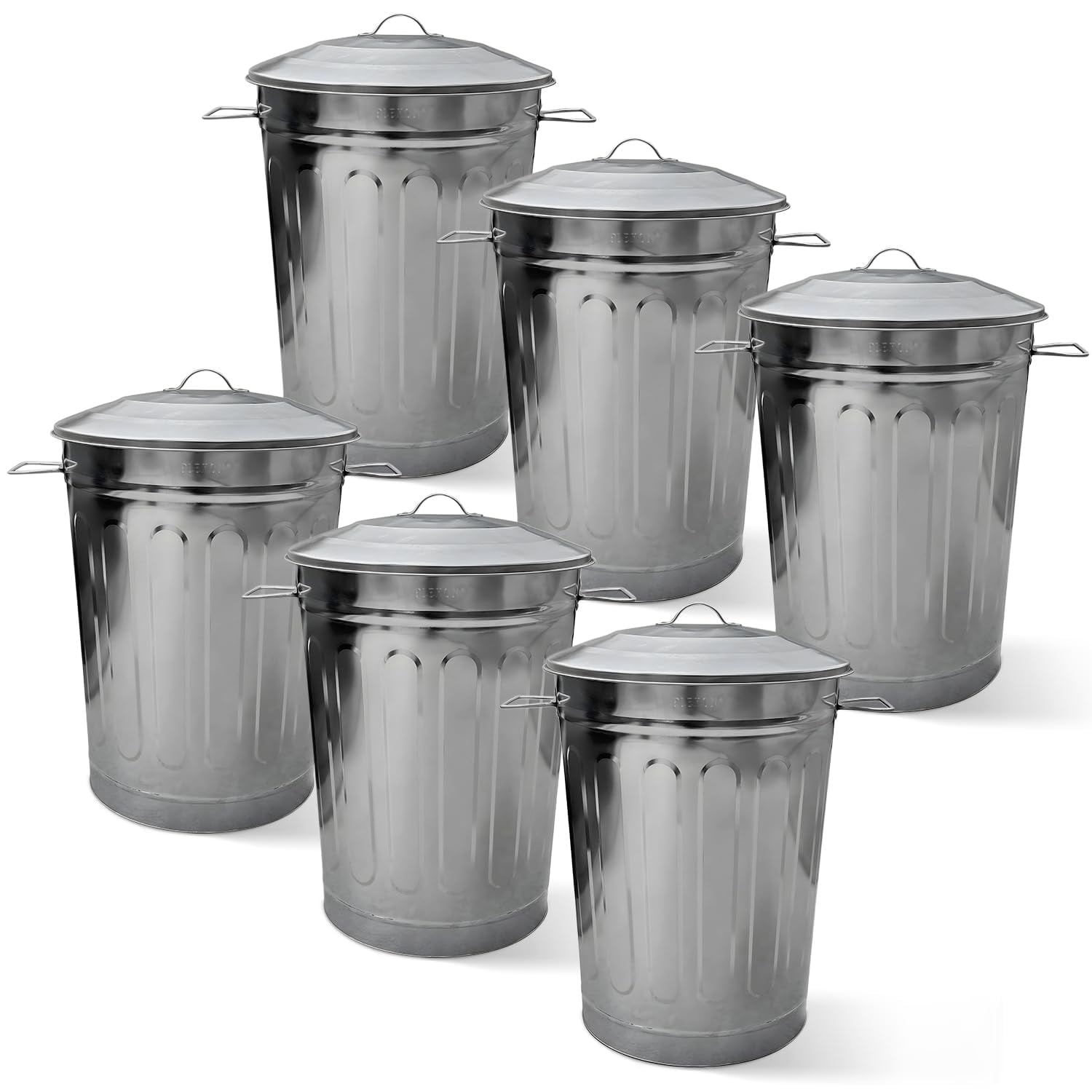 Plexon Round Trash Can 13 Gallon, Vintage Metal Outdoor Trash Can with Lid, Retro Farmhouse ...