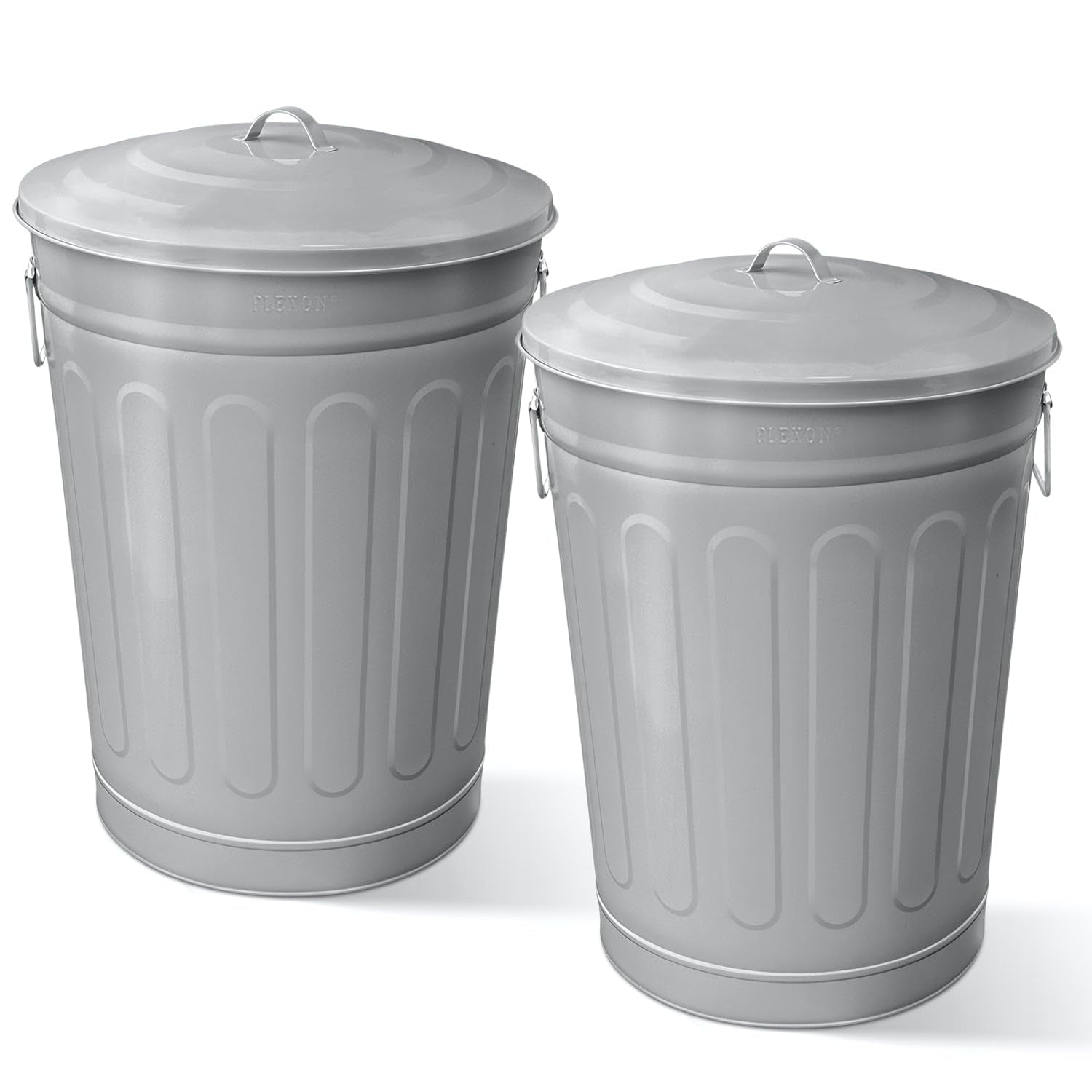 Plexon Round Trash Can 13 Gallon, Vintage Metal Outdoor Trash Can with Lid, Retro Farmhouse ...