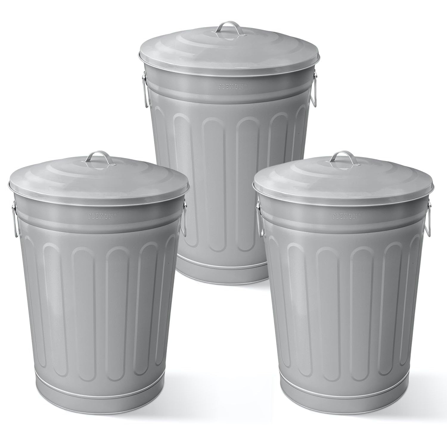 Plexon Round Trash Can 13 Gallon, Vintage Metal Outdoor Trash Can with Lid, Retro Farmhouse ...