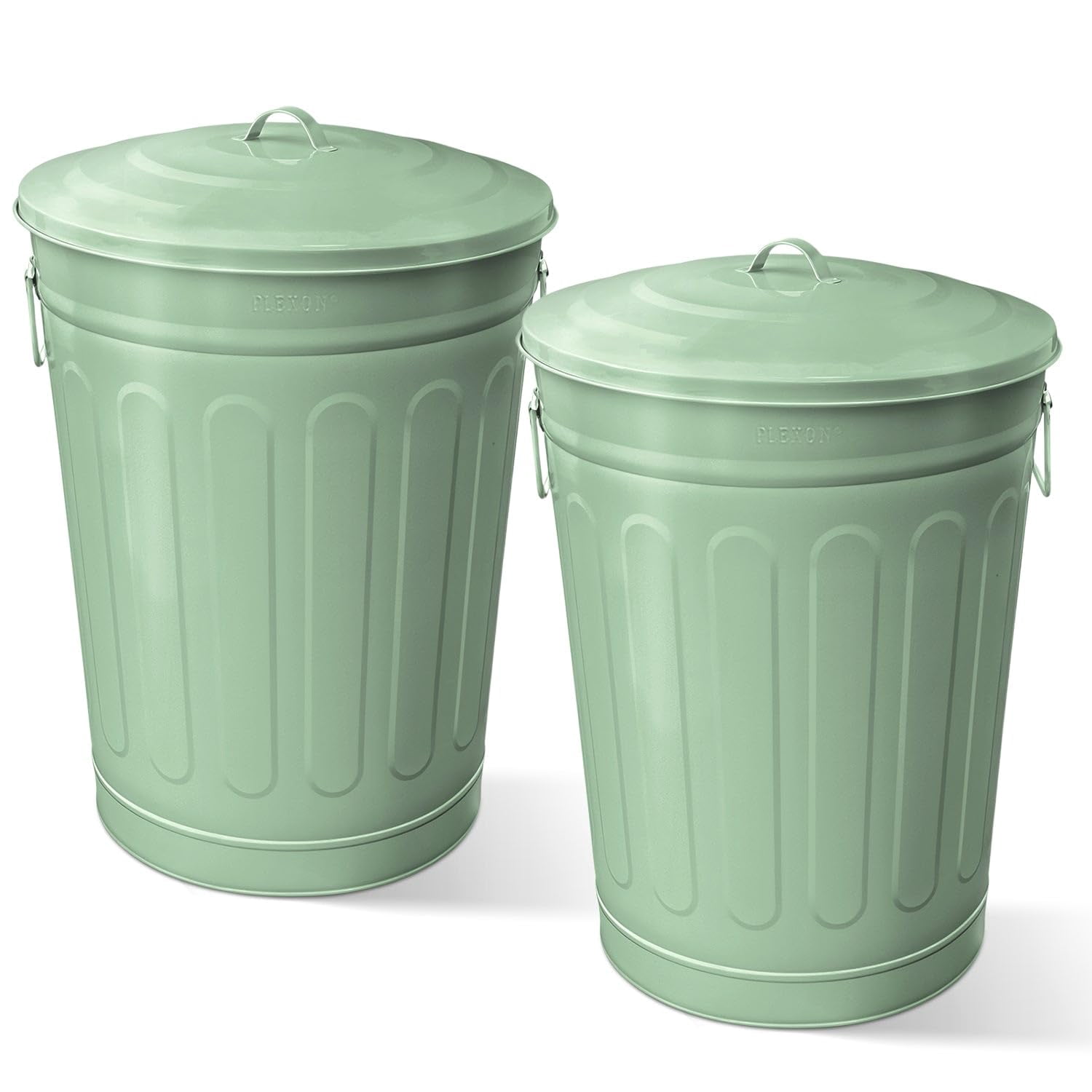 Plexon Round Trash Can 13 Gallon, Vintage Metal Outdoor Trash Can with ...