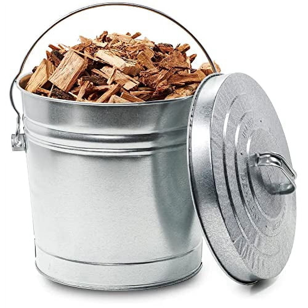 Plexon Silver 10-Gallon Galvanized Steel Trash Can with Lid - Stylish Metal Trash Bin for ...