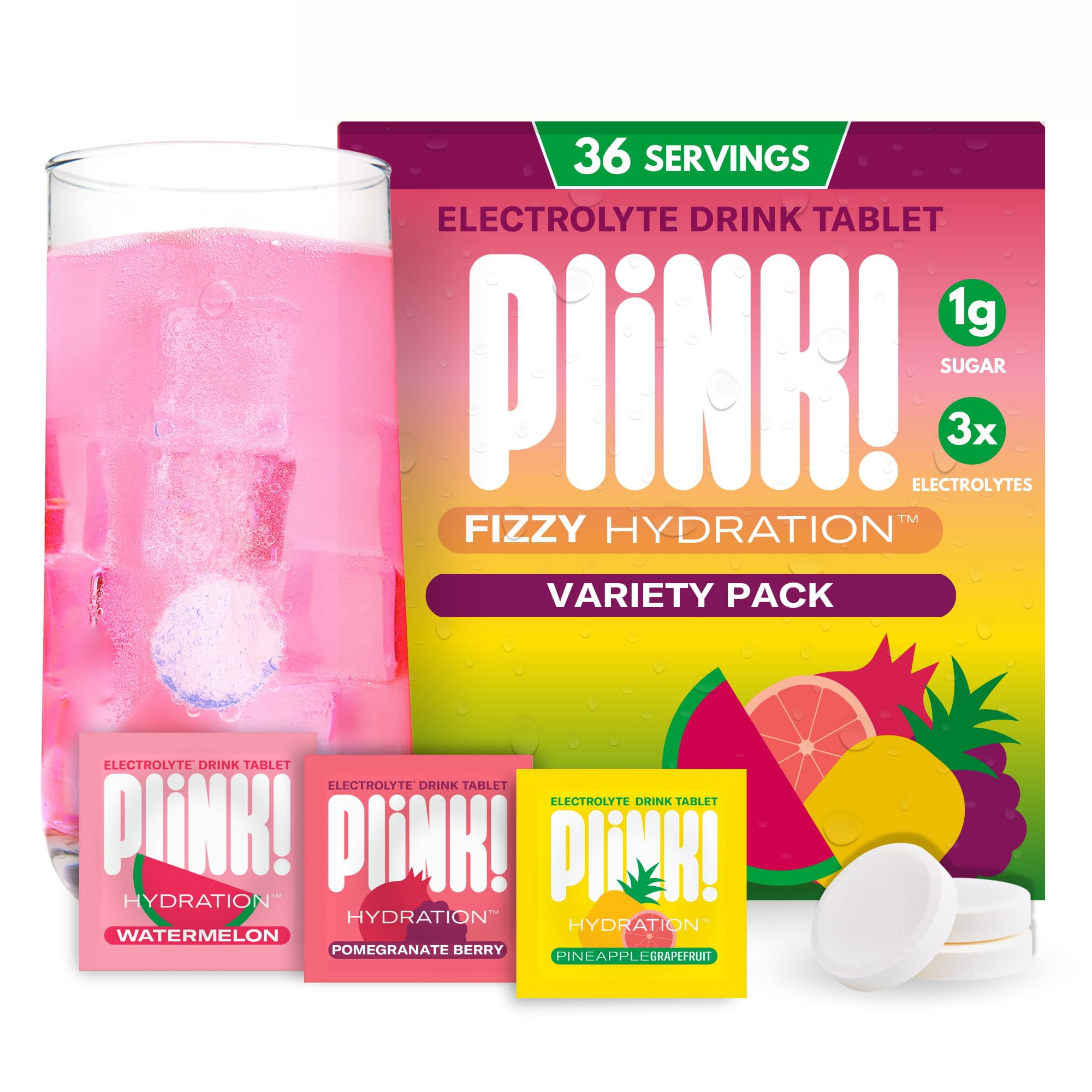 Plink! Fizzy Electrolyte Drink Tablets for Daily Hydration - 36ct ...