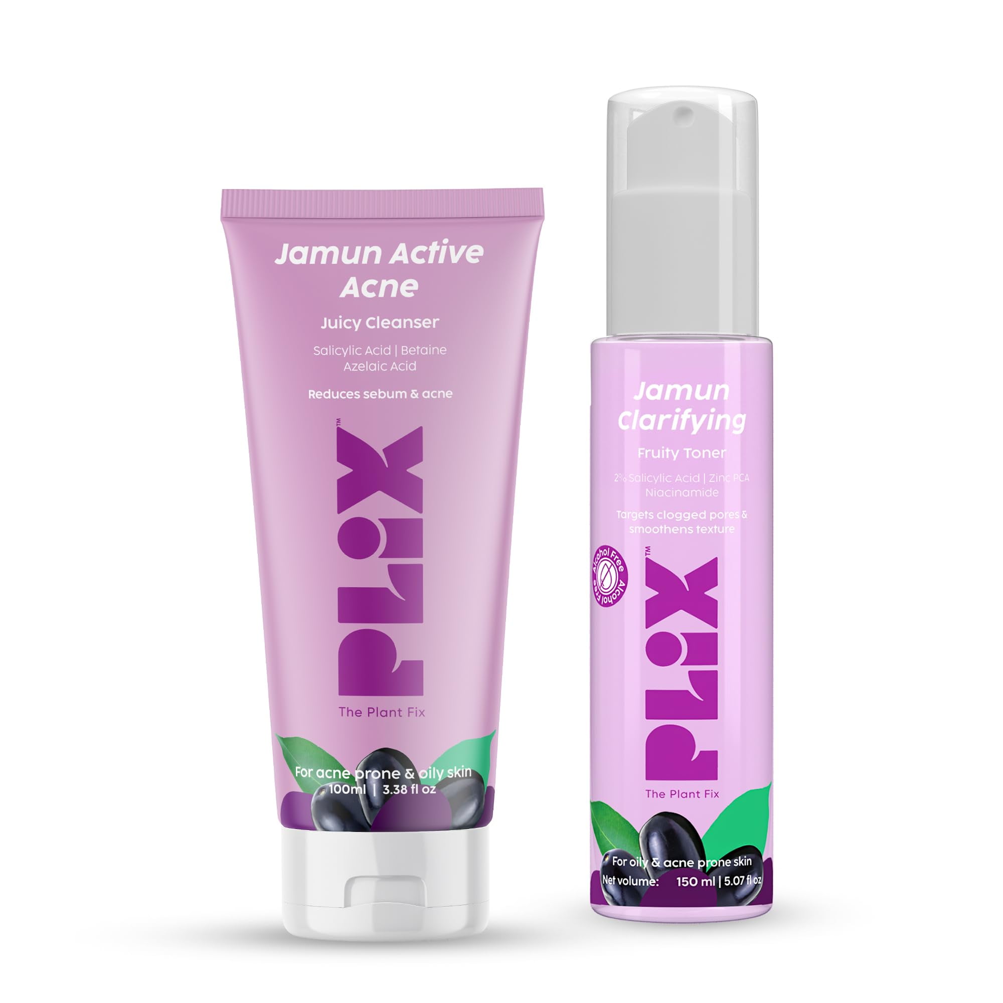 Plix - The Plant Fix Jamun Active Acne Regime With Toner & 0.5% W/W ...