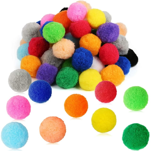 Pllieay 60pcs 2 Inch Large Colored Pom Poms Bulk Pack for Arts, Crafts & DIY Decorations ...