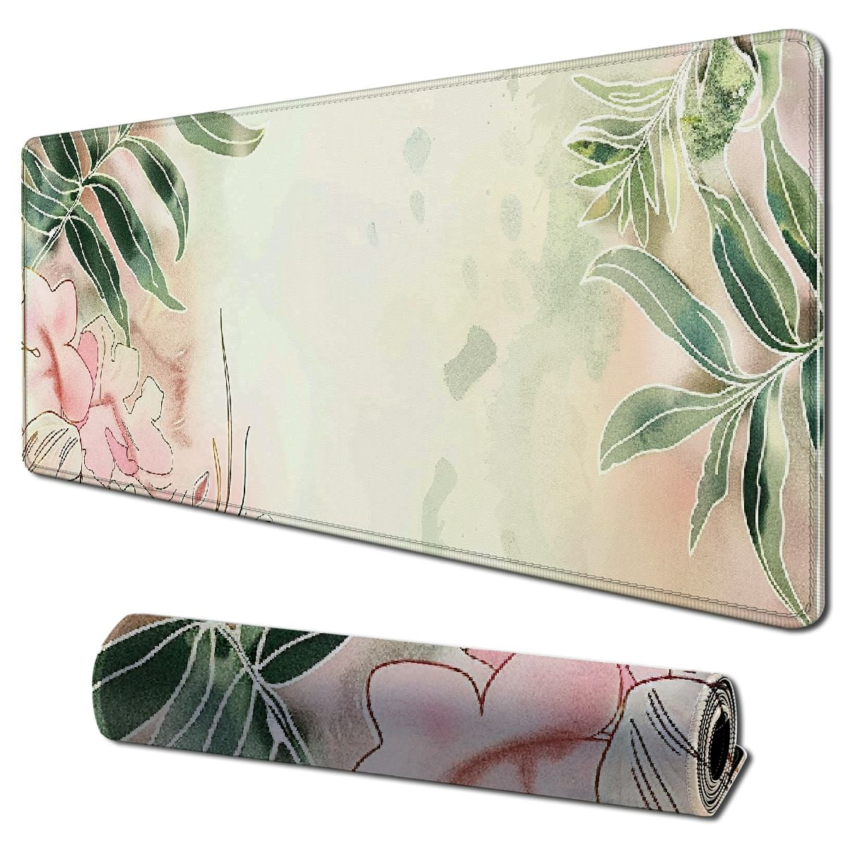 Plloopoed Boho Mouse Pad Pastel Abstract Desk Mat Matcha Green Plant ...