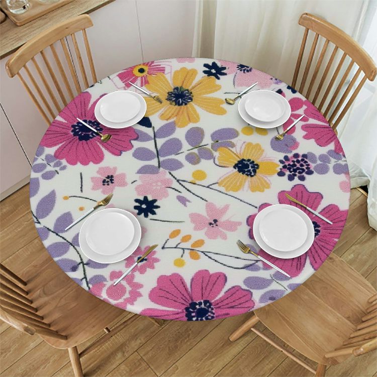 Plloopoed Elastic Edged Table Cover Table Cloth Modern Round Dining ...