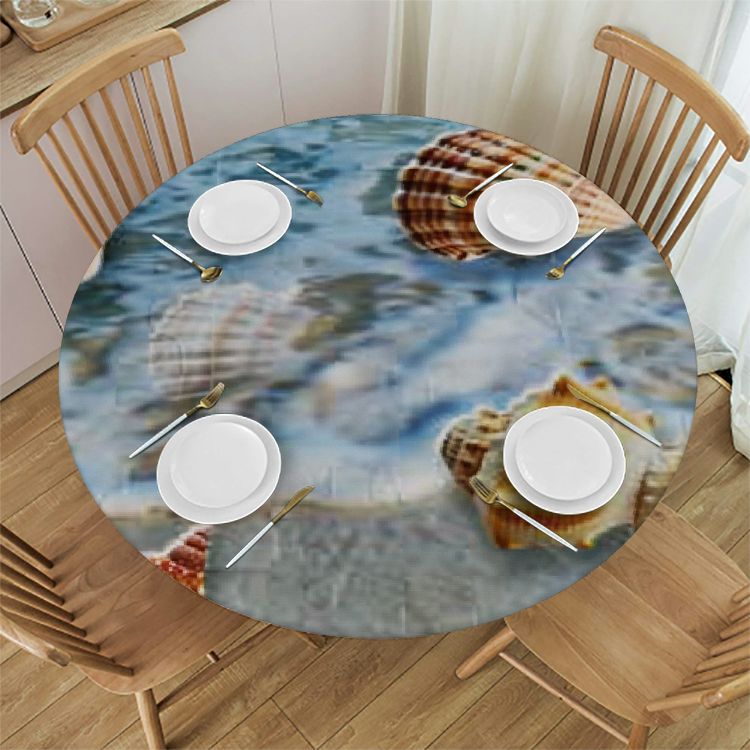 Plloopoed Round Fitted,Beach Table Cover Waterproof Reusable Ocean ...