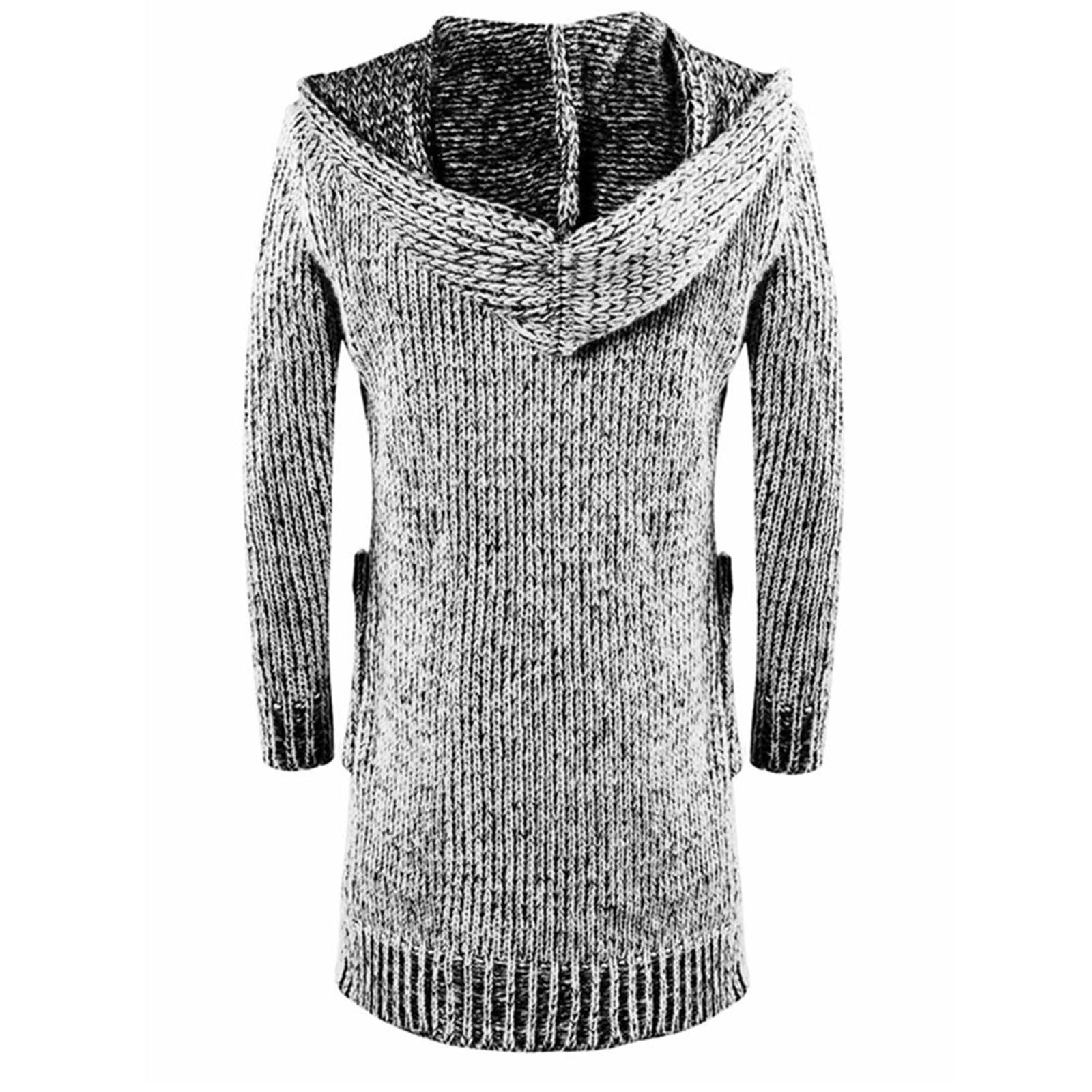 Ploknplq Fall Clothes Trench Coat Men's Casual Fashion Cardigan Hooded ...