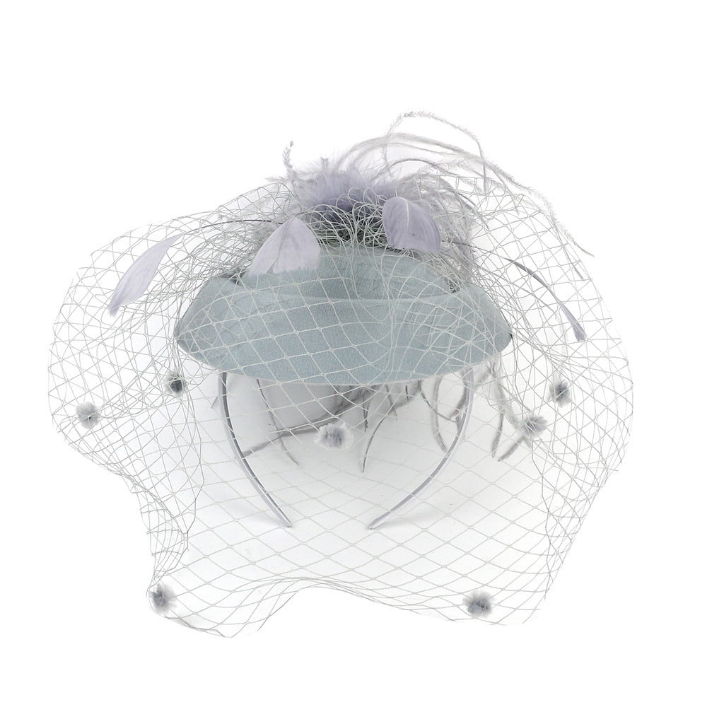 Ploknplq Headband Bandana Women's Feather Fascinators Hat - Hair Pin ...