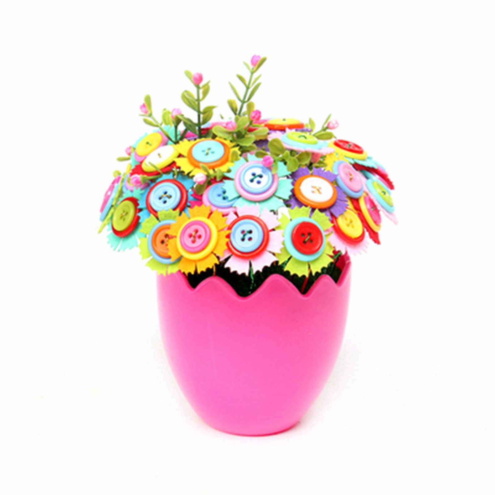 Ploknplq Flower Pots Pots Button Bouquet Diy Children's Handmade ...
