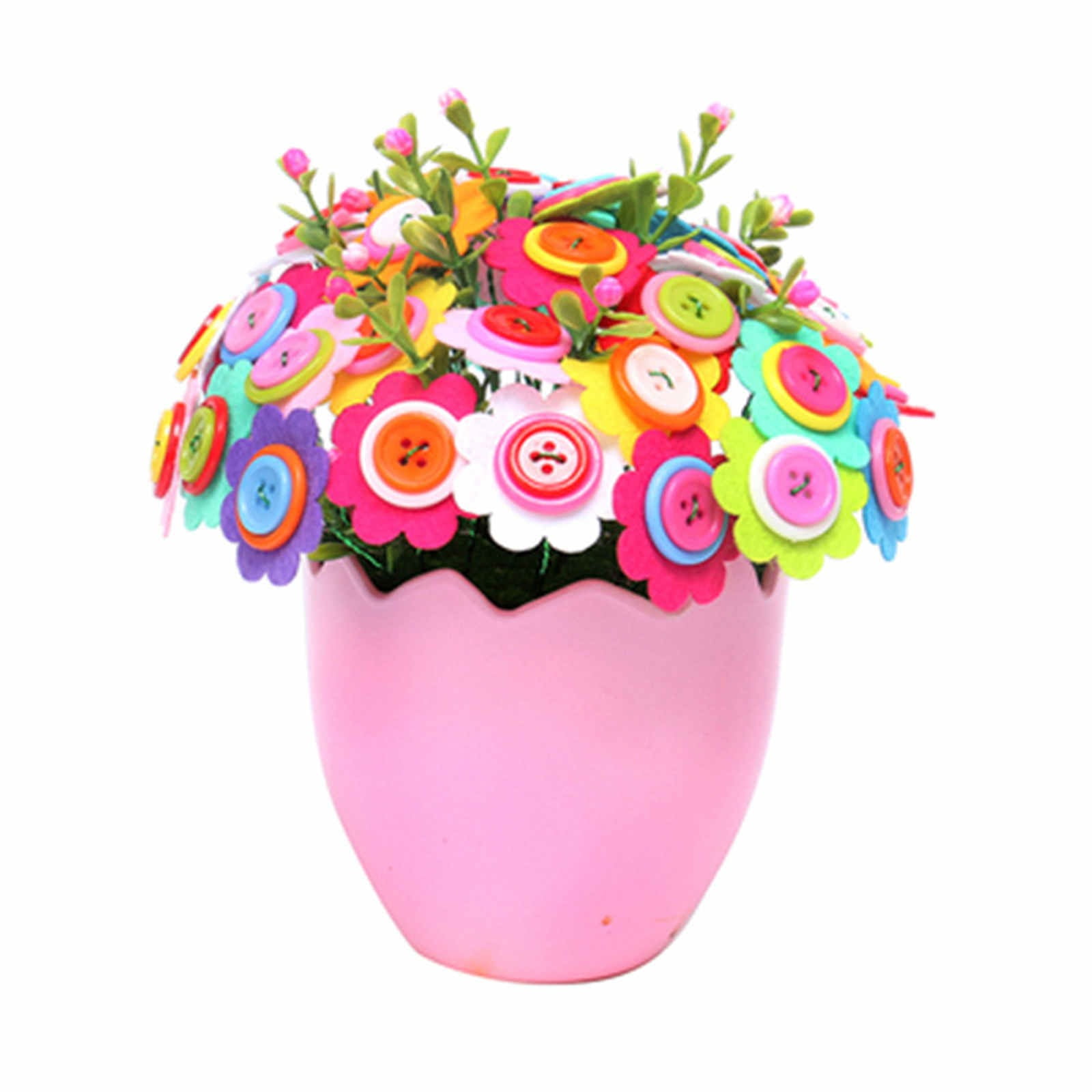 Ploknplq Flower Pots Pots Button Bouquet Diy Children's Handmade ...