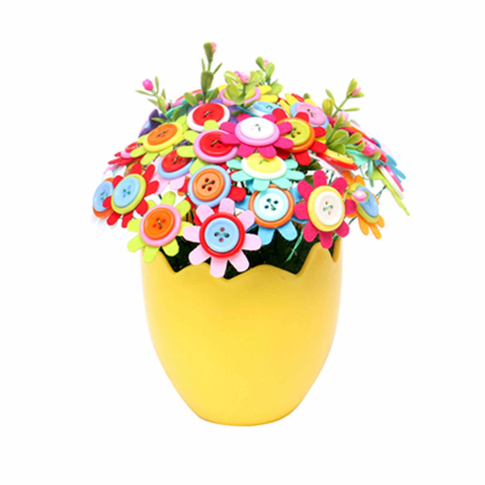 Ploknplq Flower Pots Pots Button Bouquet Diy Children's Handmade ...